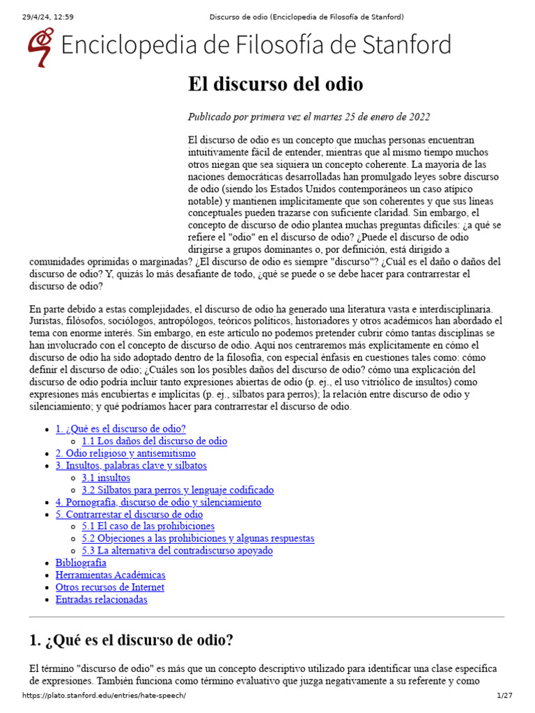 Discurso de odio: Definición y daños | PDF | Odio | Discurso