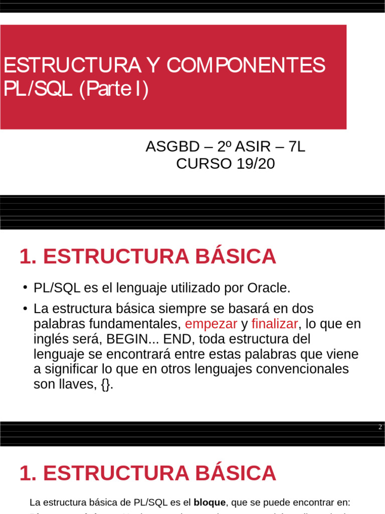 Estructura Básica de PL/SQL en Oracle | PDF | Pl / Sql | SQL