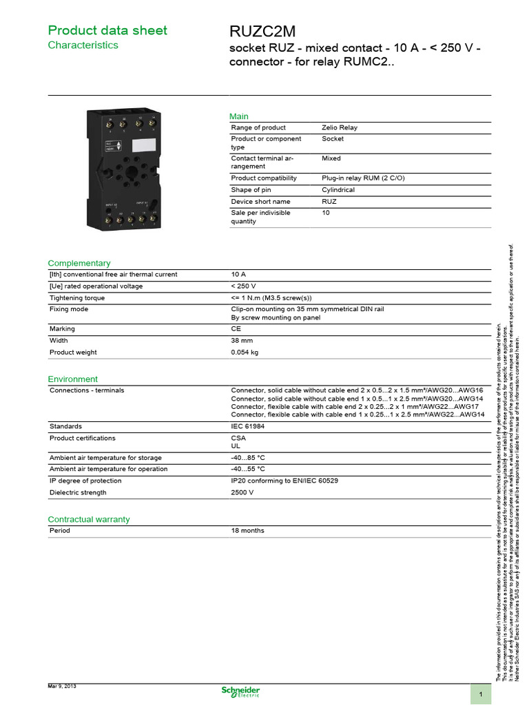 RUZC2M Schneider Electric | PDF | Electrical Components