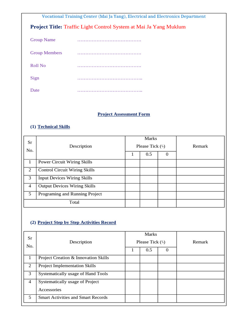 Project Assessment Form | PDF | Electrical Engineering | Electronics