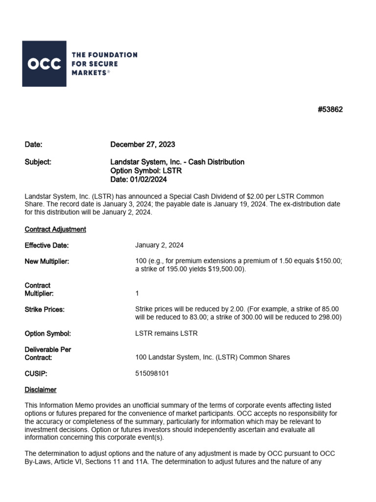 Contract Adjustment Effective Date: New Multiplier | PDF | Futures ...