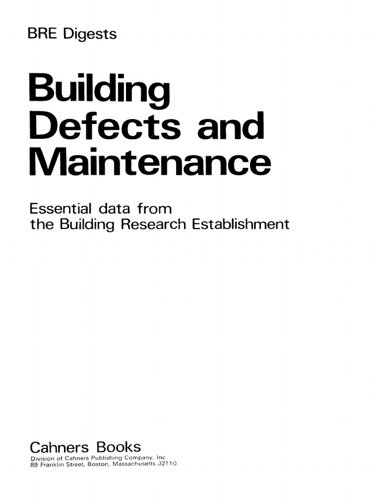 Building Defects and Maintenance - 4 | PDF