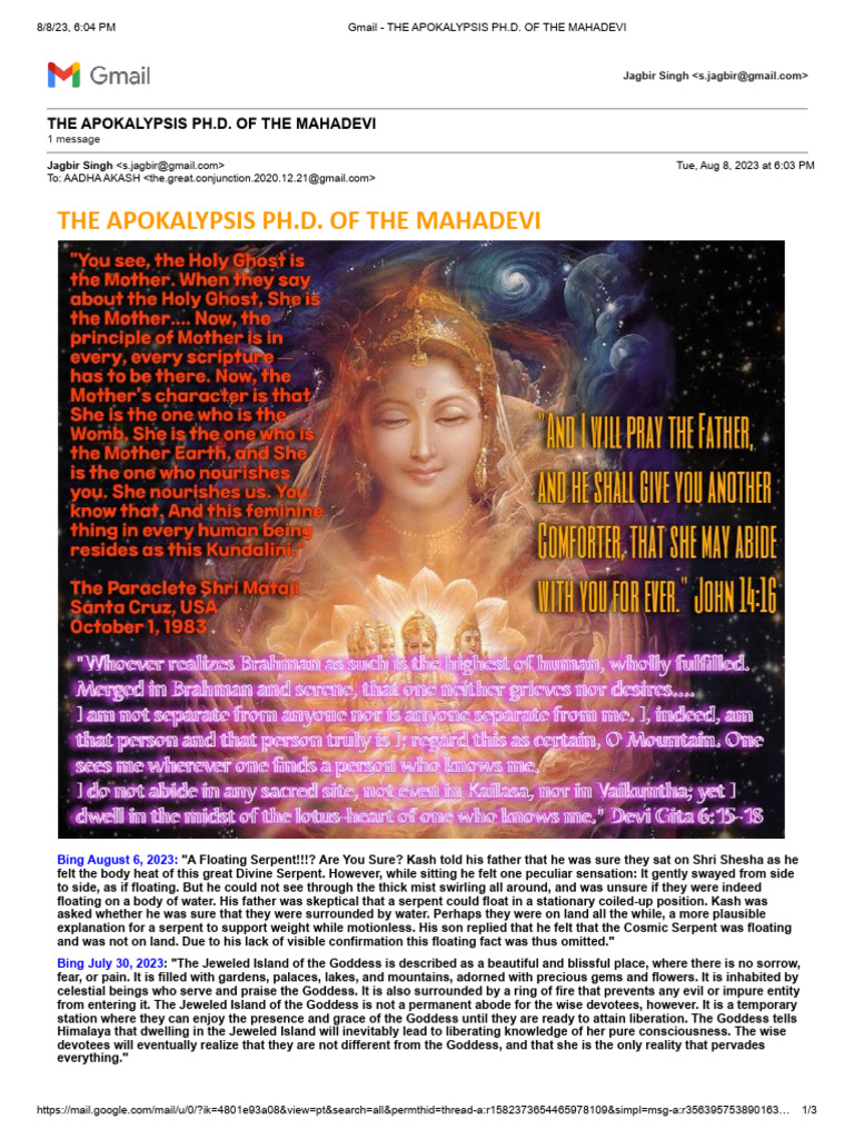 Apokalypsis Ph.d. of The Mahadevi | PDF | Devi | Ātman (Hinduism)