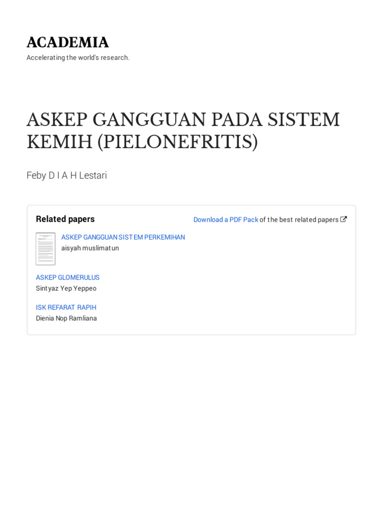 Askep Gangguan Pada Sistem Kemih Pielonefritis | PDF