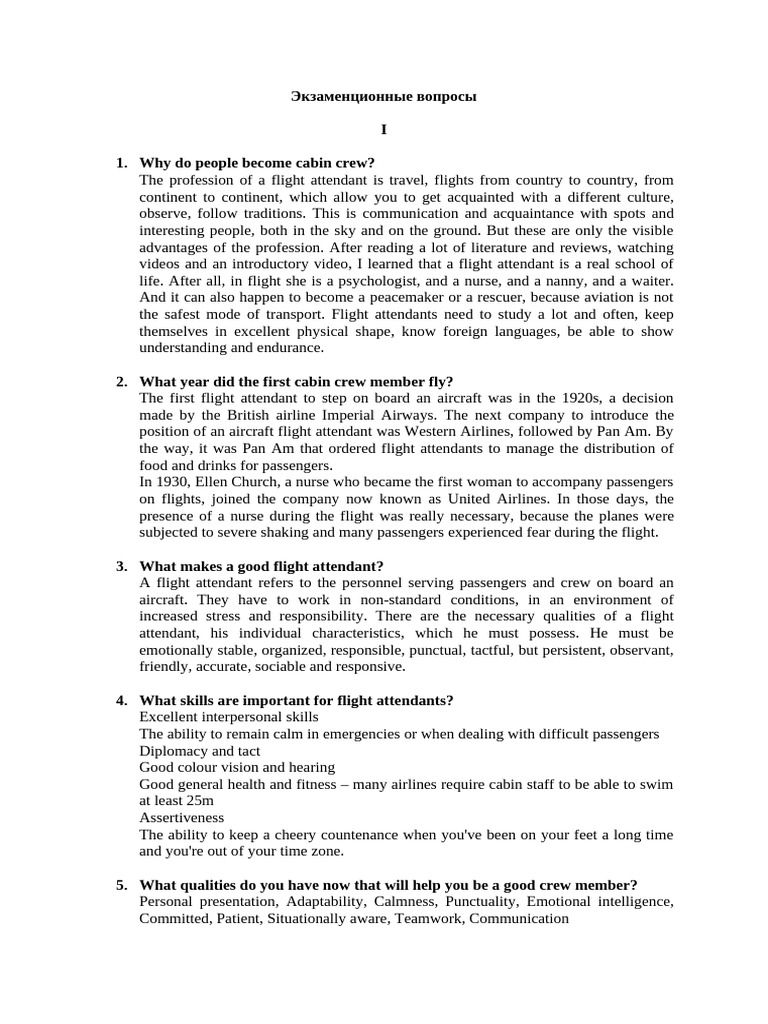 Cabin Crew Pdf Flight Attendant Airport