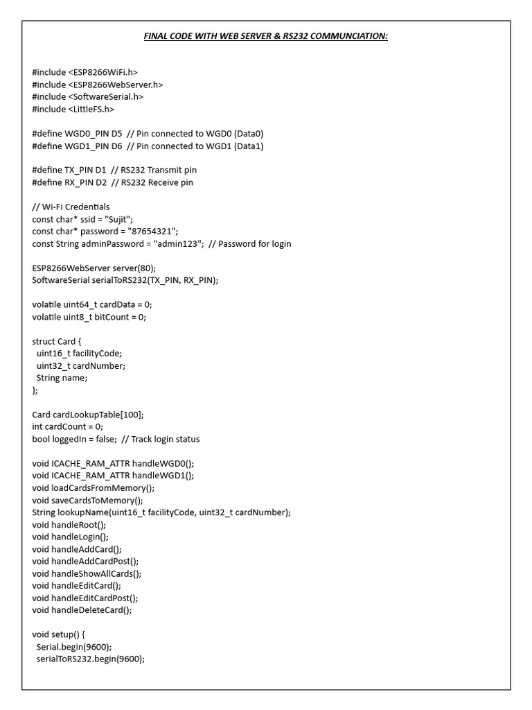Final Code With Web Server Pdf Wi Fi Computer Engineering