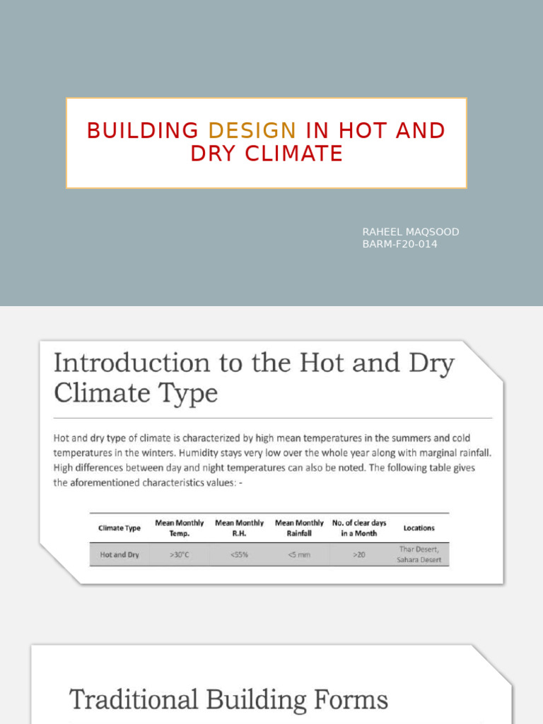 Building Design in Hot and Dry Climate | PDF | Building Insulation ...