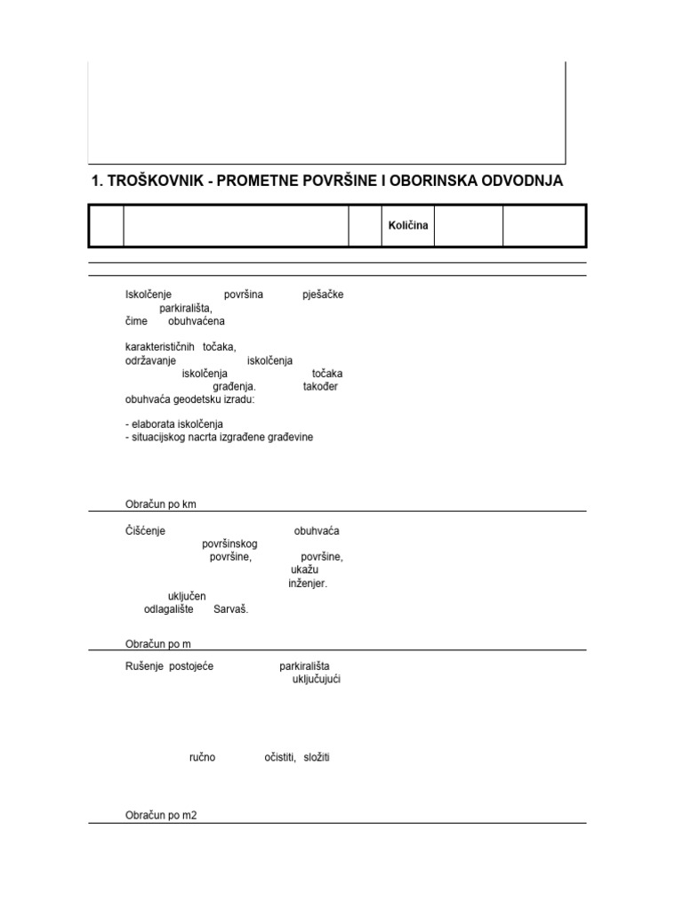 Troškovnik Oborinske Odvodnje | PDF