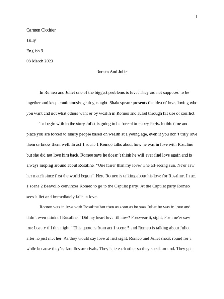 Romeo and juliet essay | PDF | Characters In Romeo And Juliet | Romeo ...