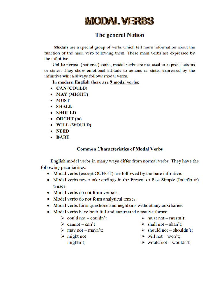 Modal Verbs General Notion | PDF