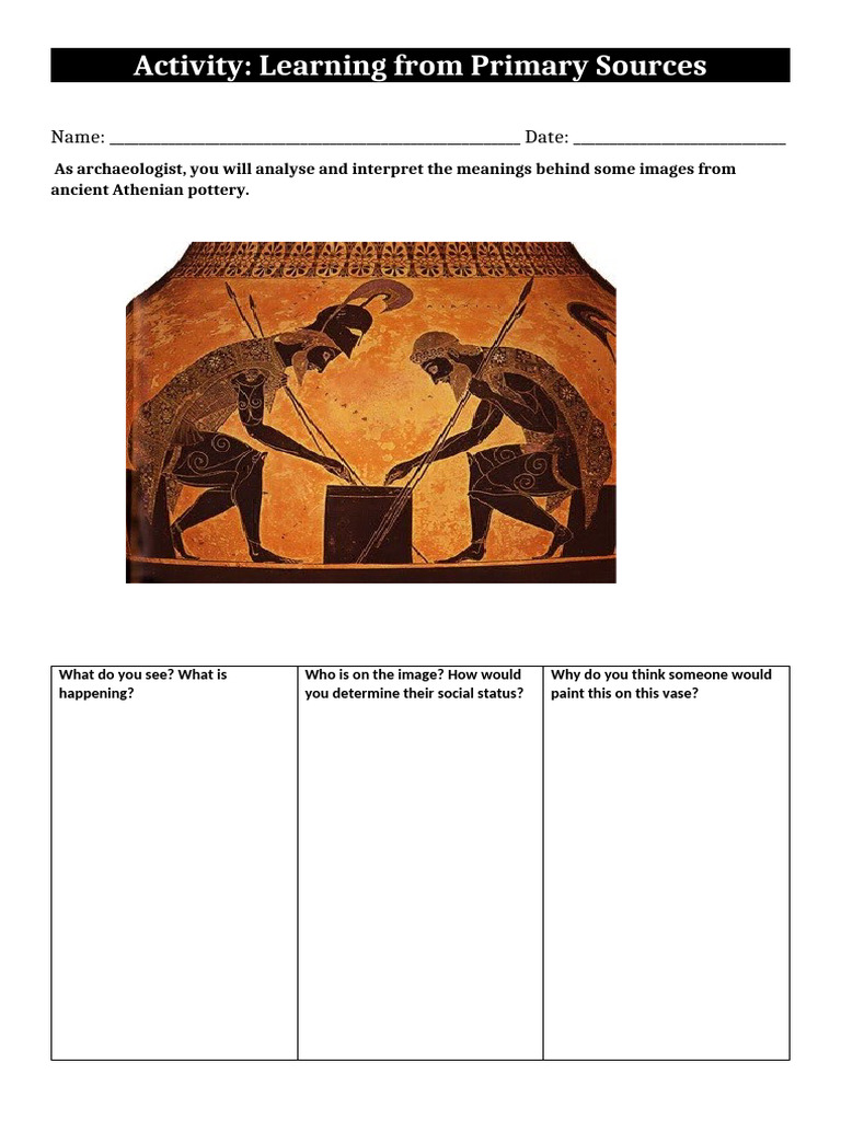 Activity Ancient Athens - Learning From Primary Sources | PDF
