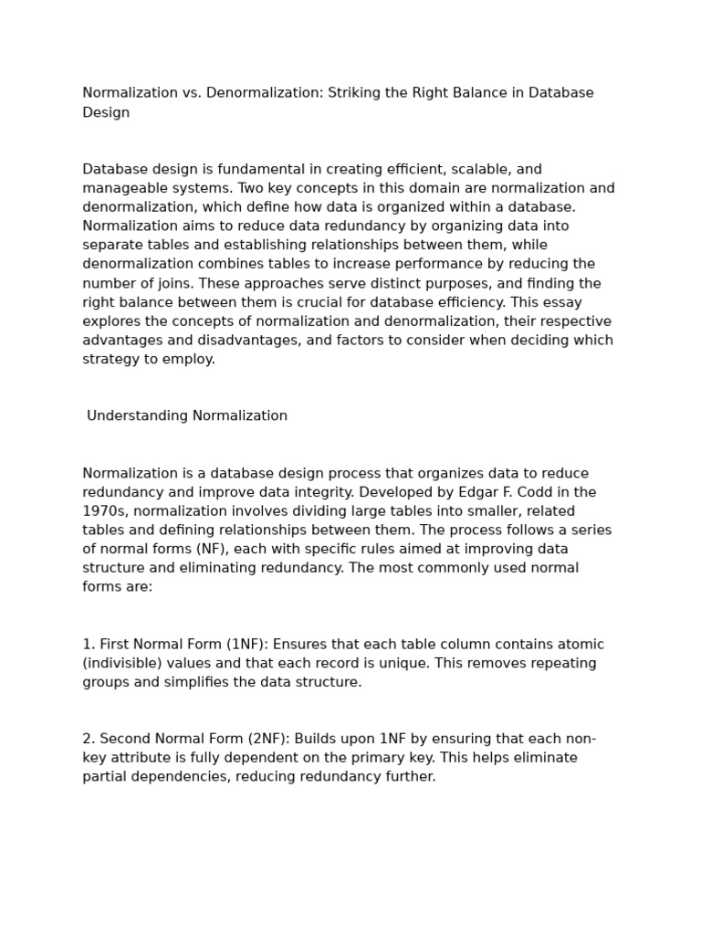 Normalization vs. Denormalization Striking The Right Balance in ...
