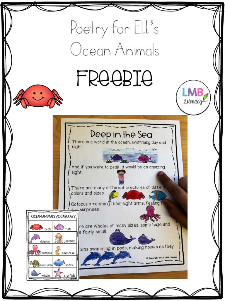 Poetry For ELL's Ocean Animals: Freebie | PDF | Fish | Dolphin