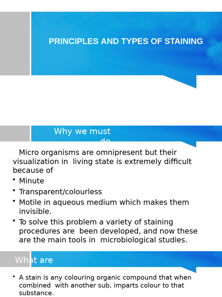 Principles and Types of Staining | PDF | Staining | Bacteria