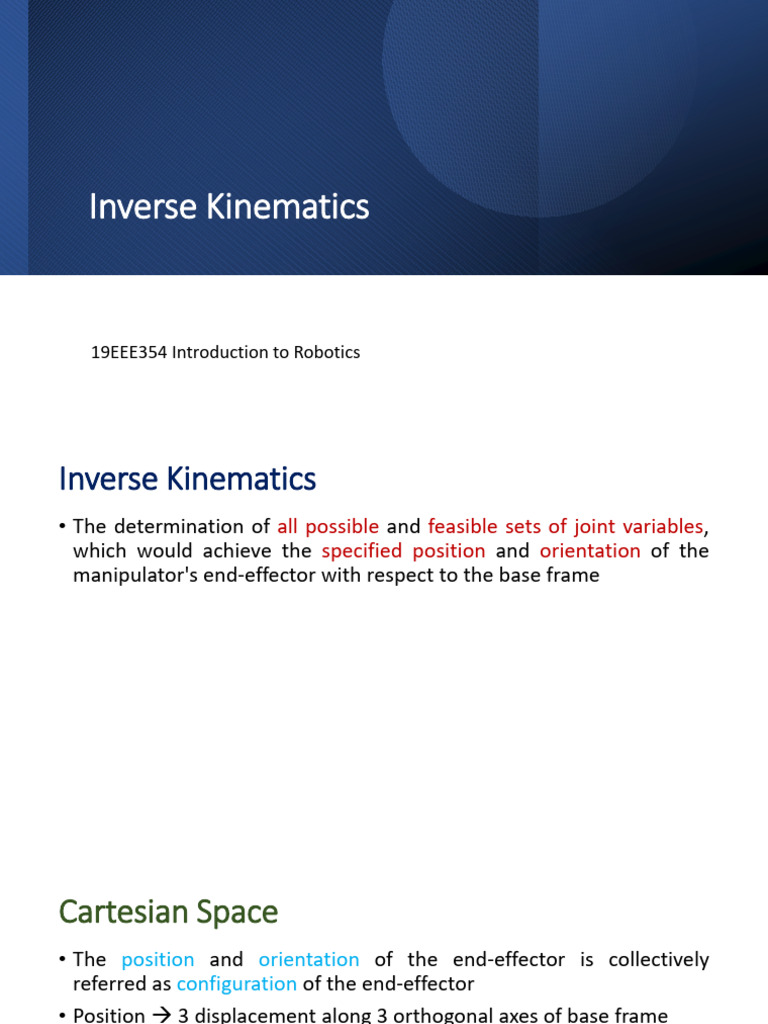 6_Inverse Kinematics _CO2_ | PDF | Kinematics | Equations