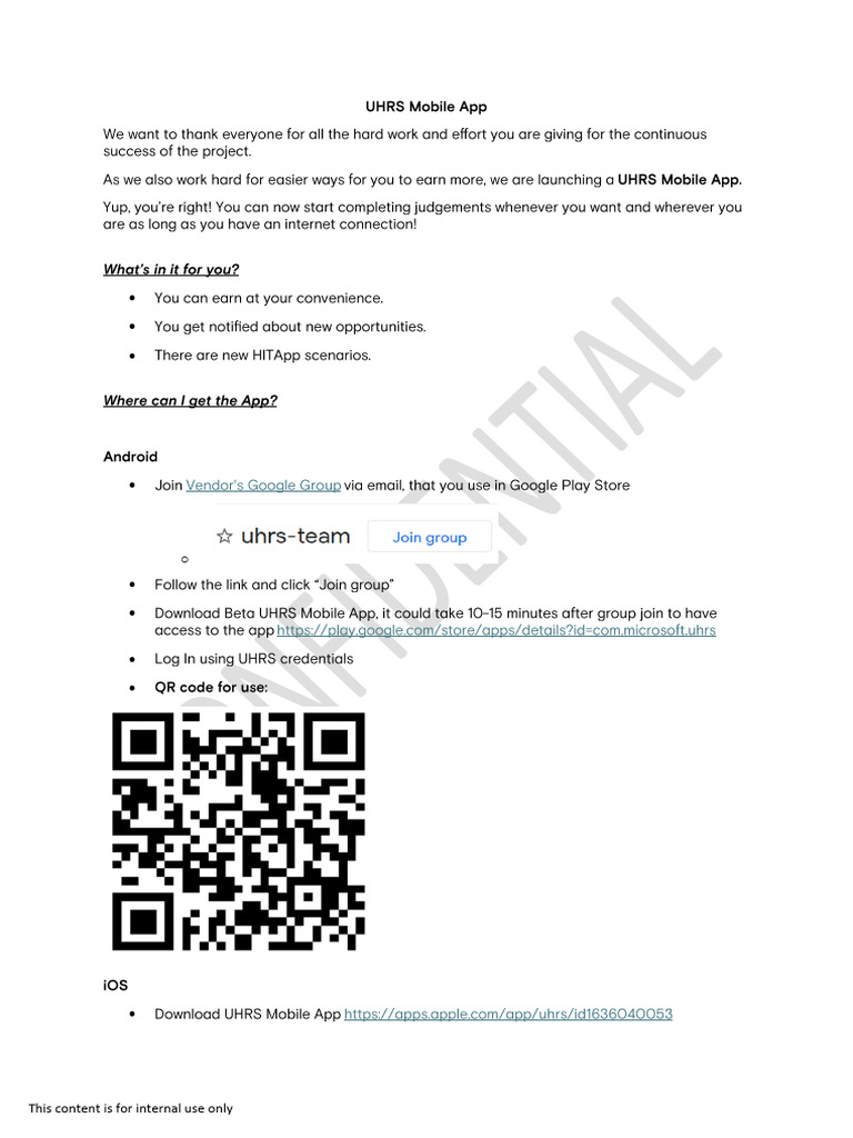 UHRS Mobile App | PDF