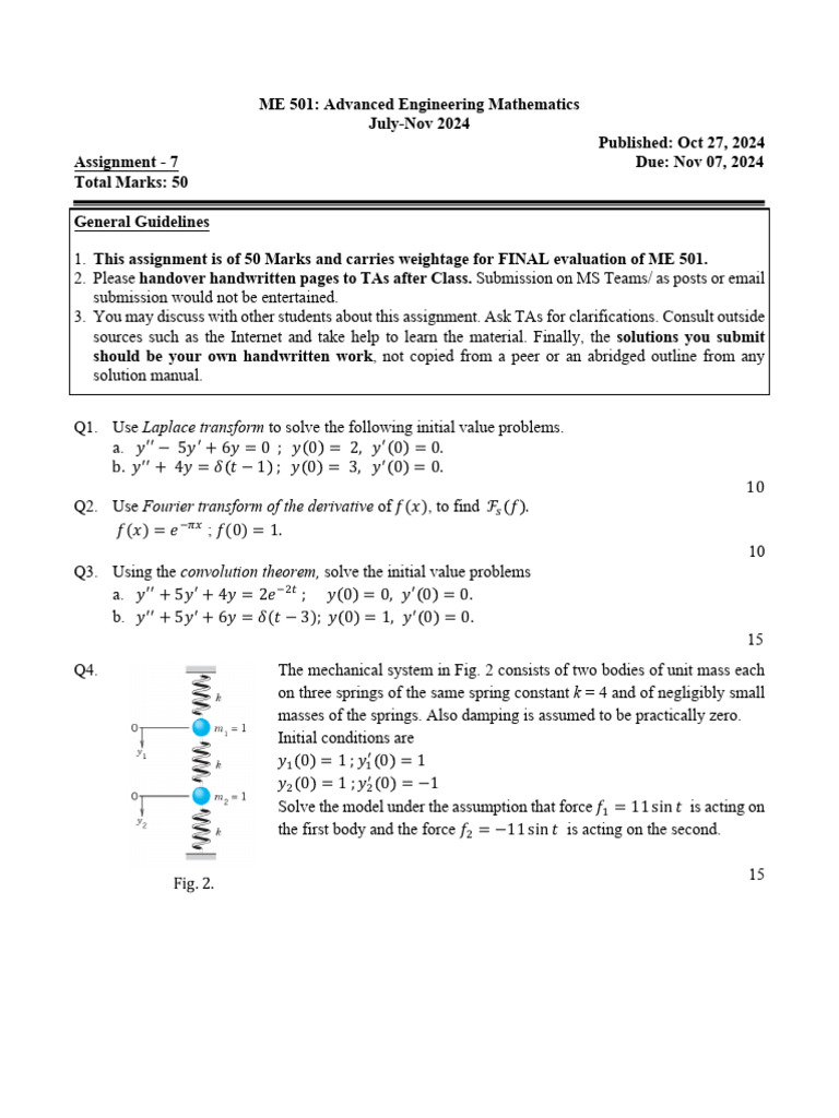 ME501 Assignment 7 | PDF | Mathematical Analysis | Applied Mathematics