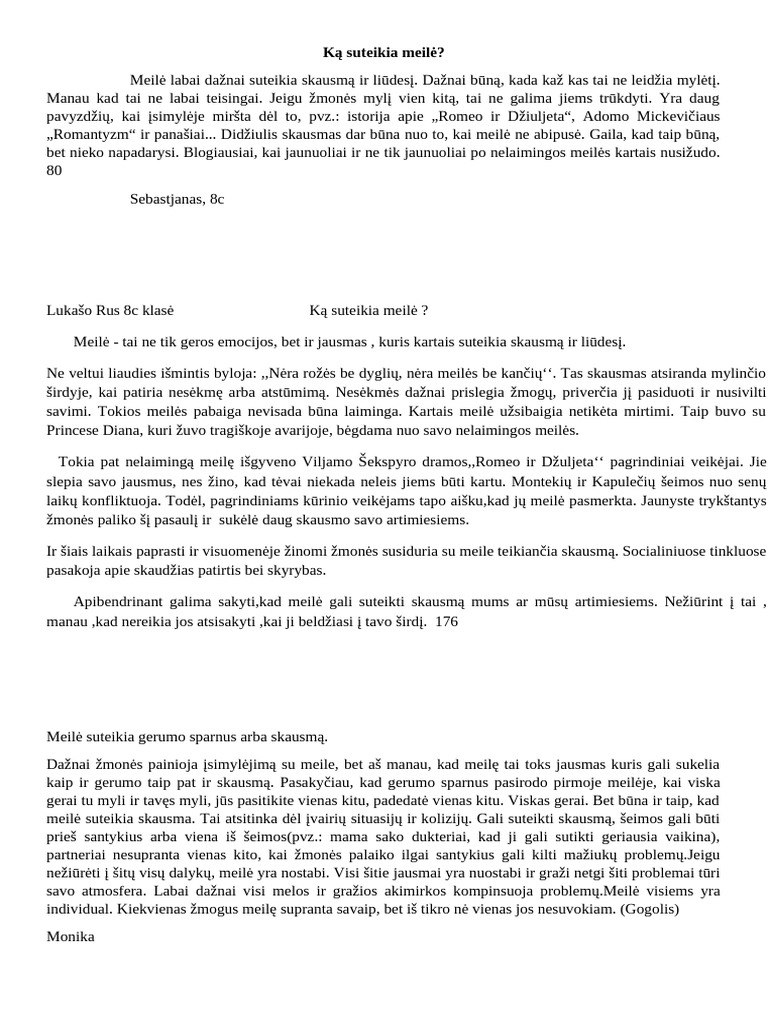 8kl. Ką Suteikia Meilė - Pastraipos | PDF