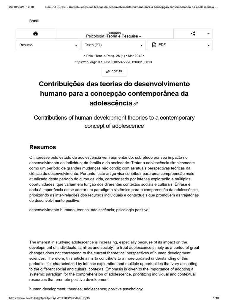 Contribuições Das Teorias Do Desenvolvimento Humano para A Concepção ...