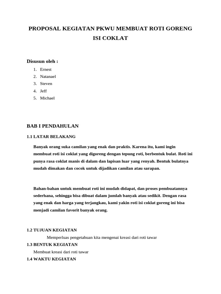Proposal Membuat Kreasi Dari Roti Tawar | PDF