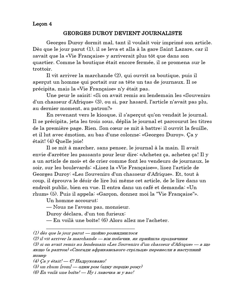 Georges Duroy : De rédacteur à journaliste | PDF | Linguistique | Grammaire