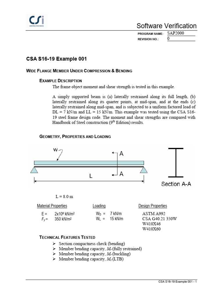 CSA S16-19 Steel Design Example | PDF | Bending | Deformation (Mechanics)