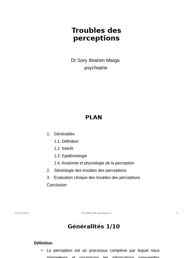Troubles des perceptions en psychiatrie | PDF | Hallucination | la ...