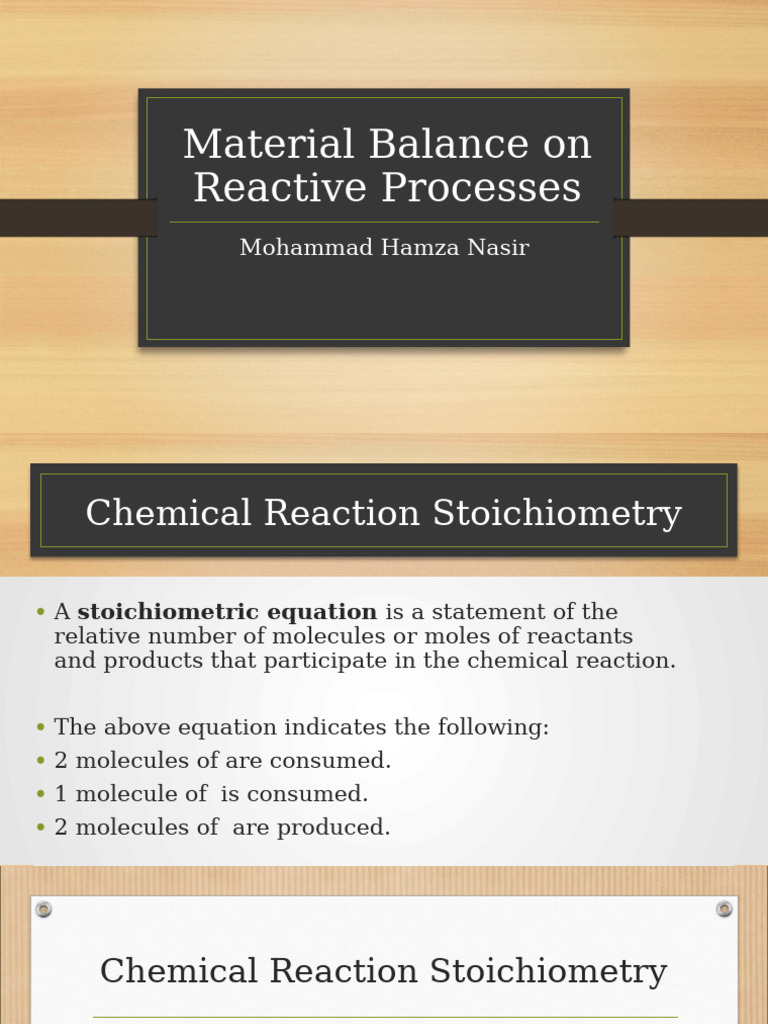Material Balance On Reactive Processes | PDF | Stoichiometry | Unit Processes