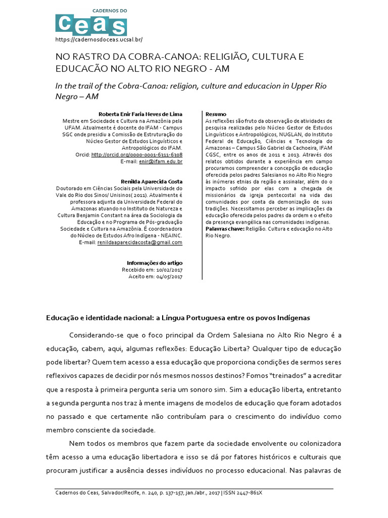 Angelamc, 7 NO RASTRO DA COBRA-CANOA | PDF | Povos indígenas | Brasil
