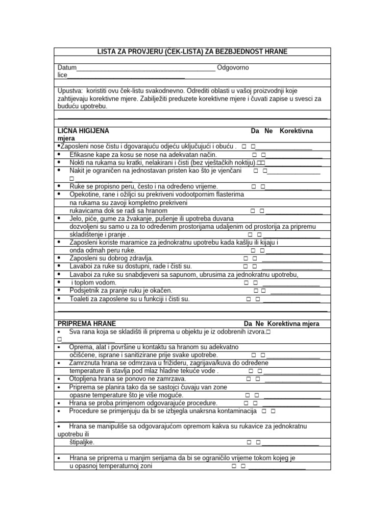 Lista Za Provjeru | PDF