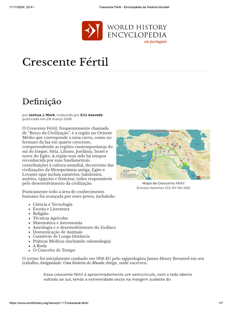 Crescente Fértil - Enciclopédia Da História Mundial | PDF | Mesopotâmia ...