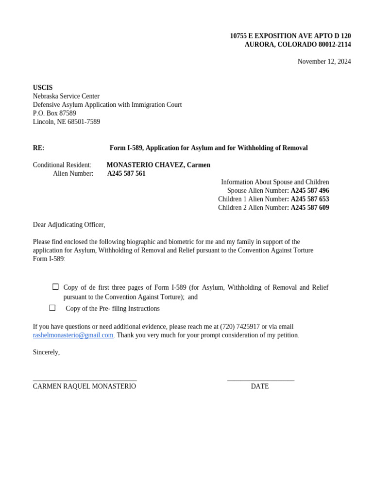 I 751 Cover Letter Template | PDF