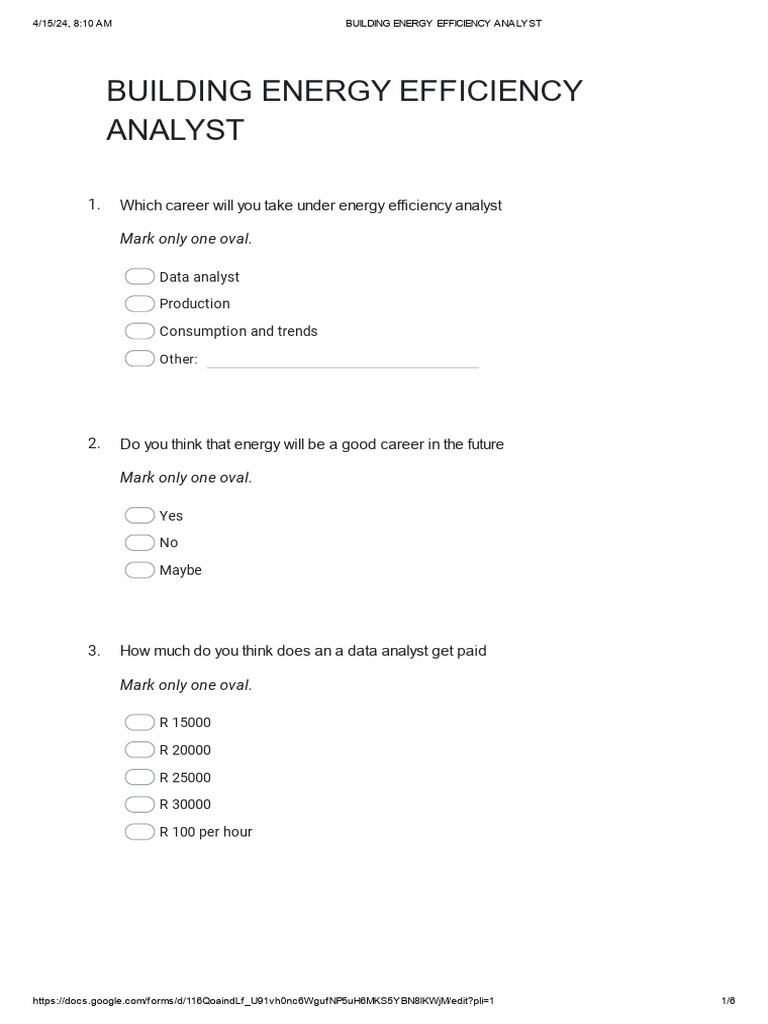 BUILDING ENERGY EFFICIENCY ANALYST - Google Forms | PDF | Efficient ...