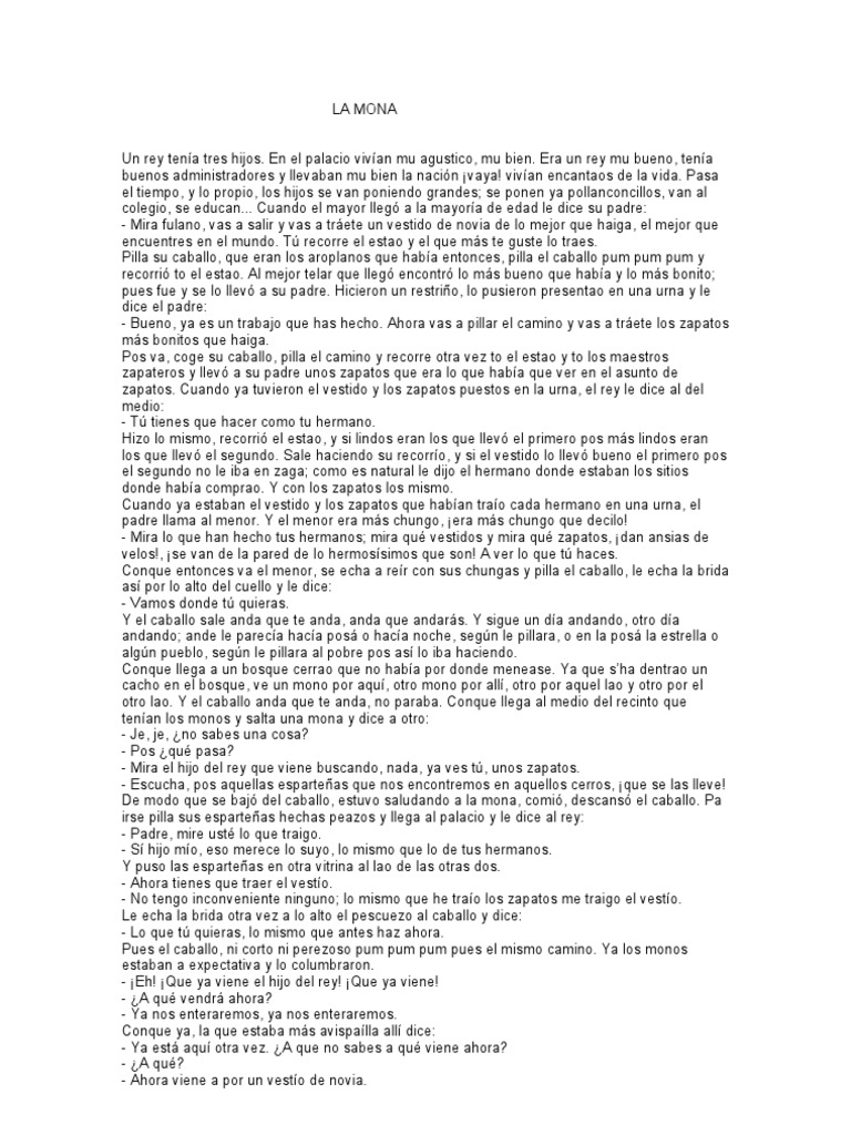 Cuento de La Mona | PDF