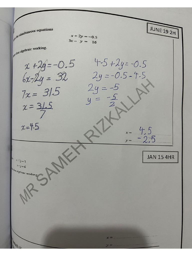 Marwan Moataz HW 12 Simultaneous Equations | PDF