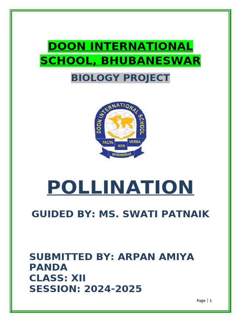 Pollination Class 12 Biology Project | PDF | Pollination | Flowers