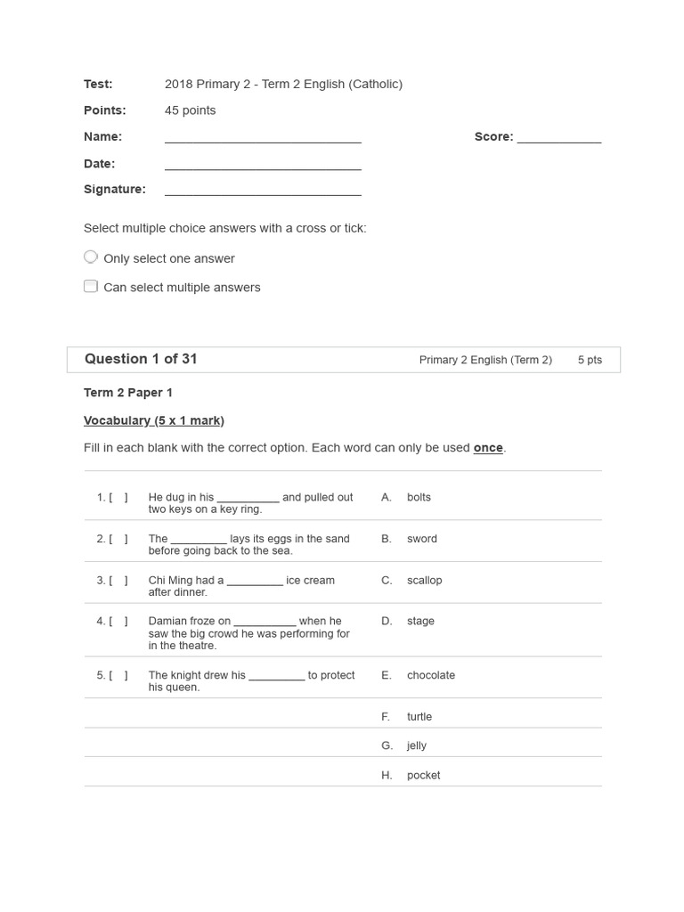 Primary 2 English Term 2 - Catholic - 1626187243 | PDF | Butterfly