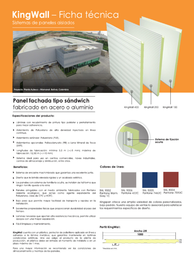 Ficha Tecnica Kingspan Panel Kingwall | PDF