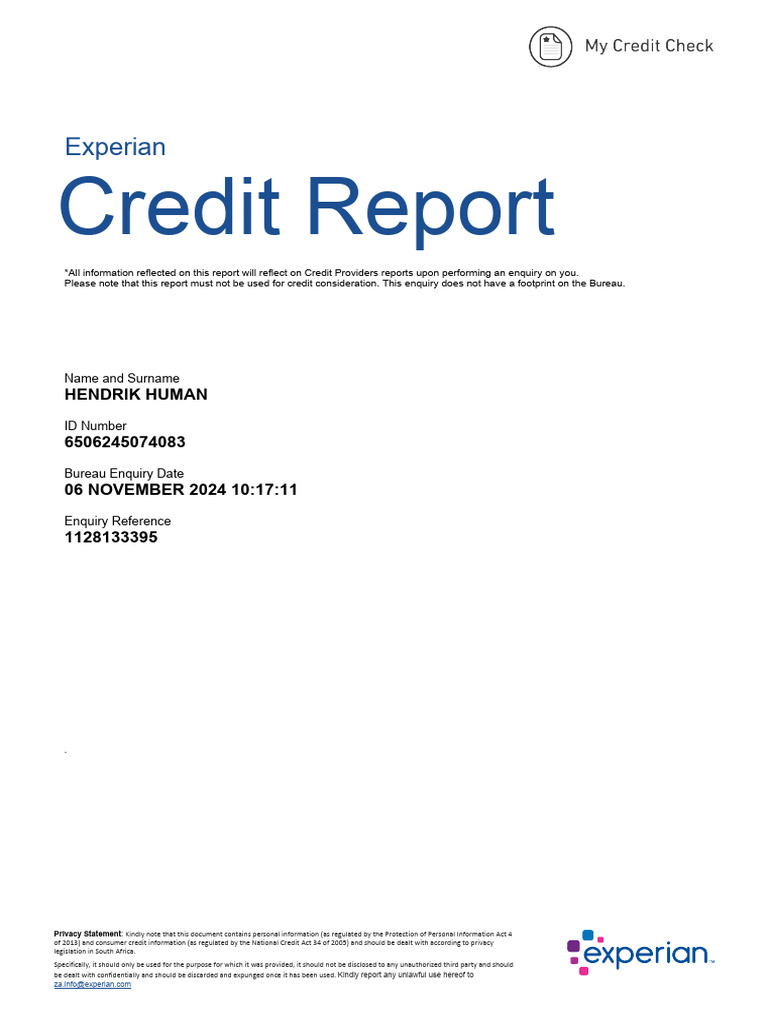 Credit Report: Experian | PDF | Credit Score | Credit