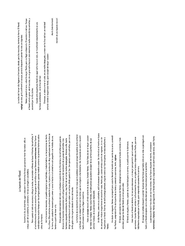 La Leyenda Del Ñandú | PDF