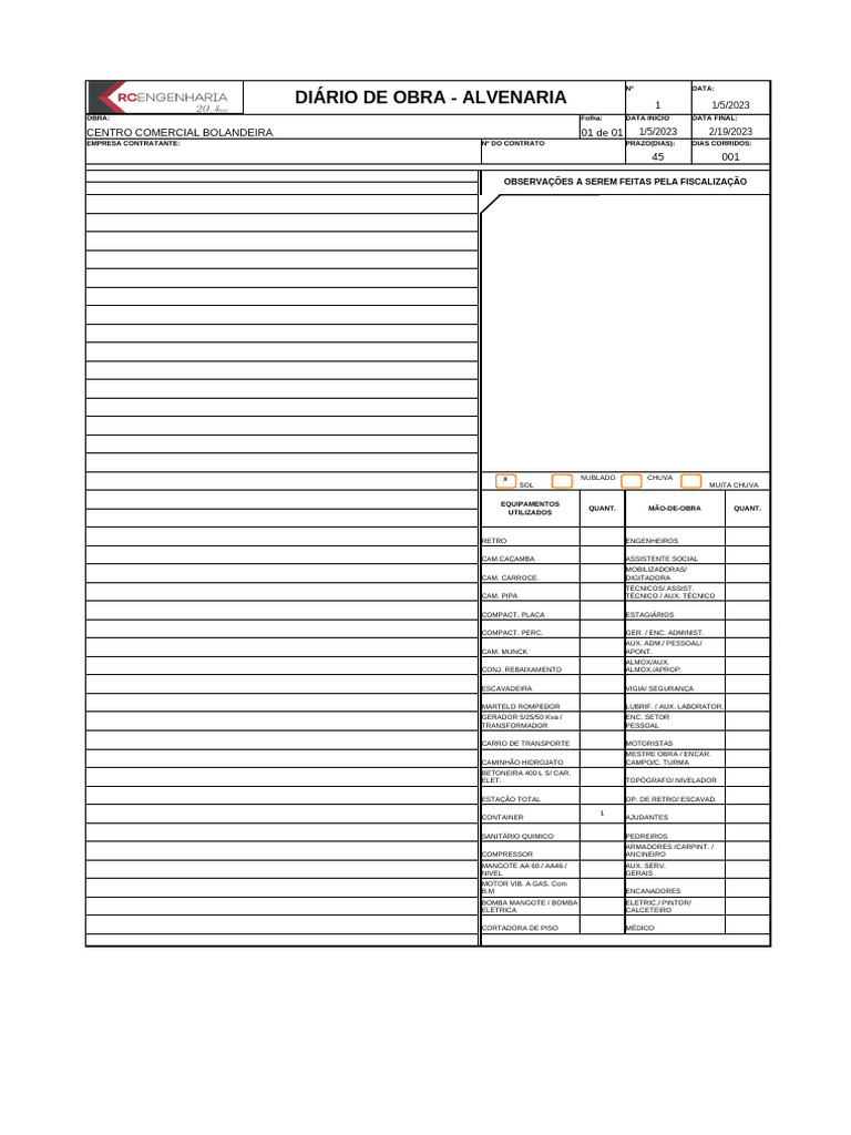 Modelo Rdo | PDF | Engenharia | Transporte