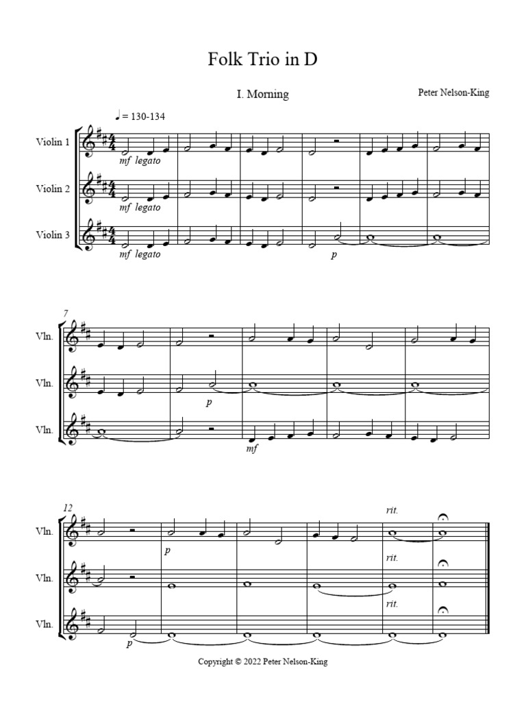 Folk Trio in D For 3 Violins | PDF
