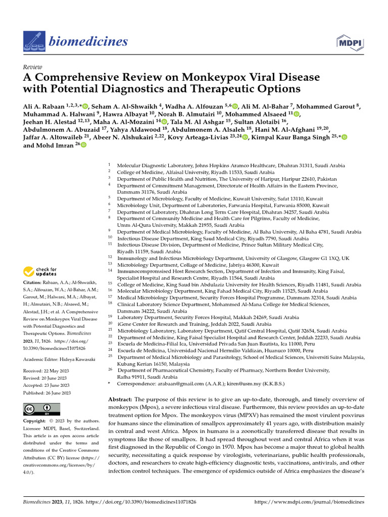 A Comprehensive Review On Monkeypox Viral Disease With Potential ...