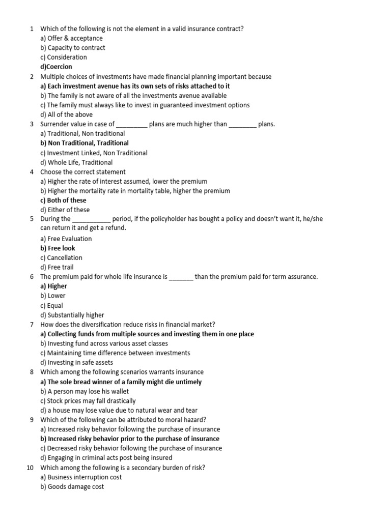 Mock 3 | PDF | Insurance | Life Insurance