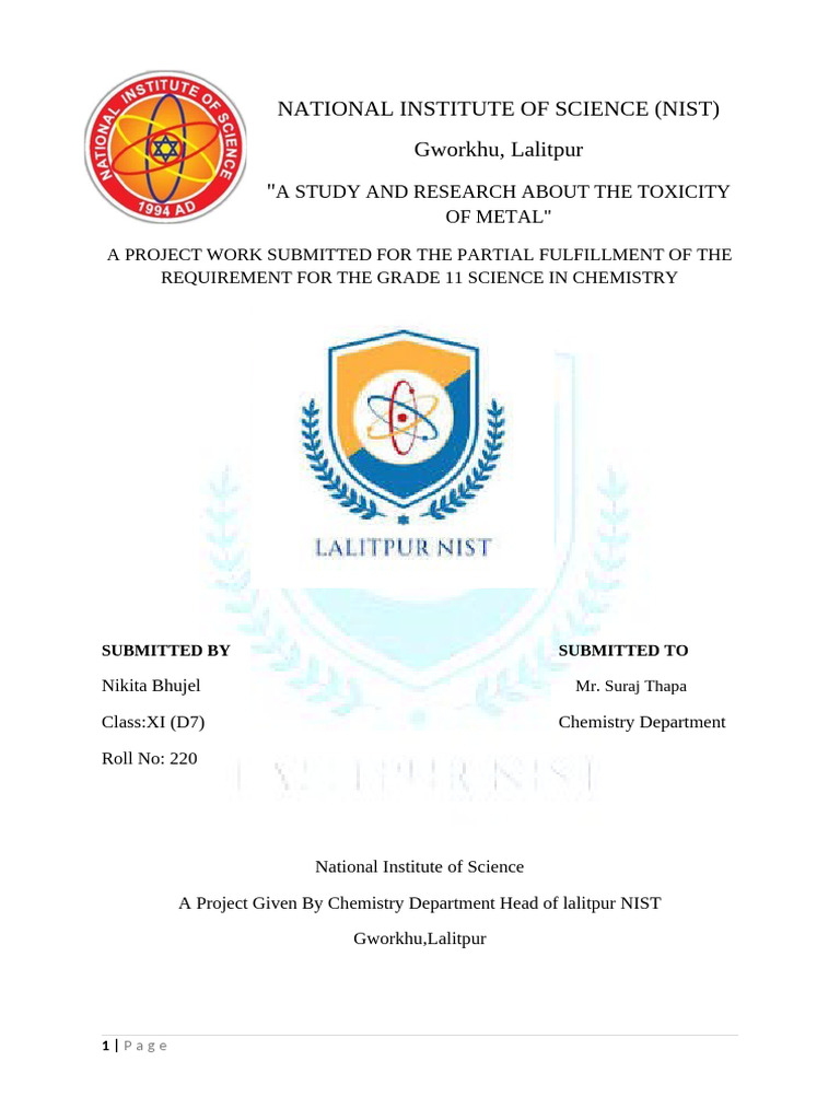 National Institute of Science | PDF | Chemical Elements | Chemical Substances