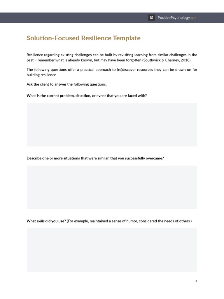 Solution Focused Resilience Template | PDF