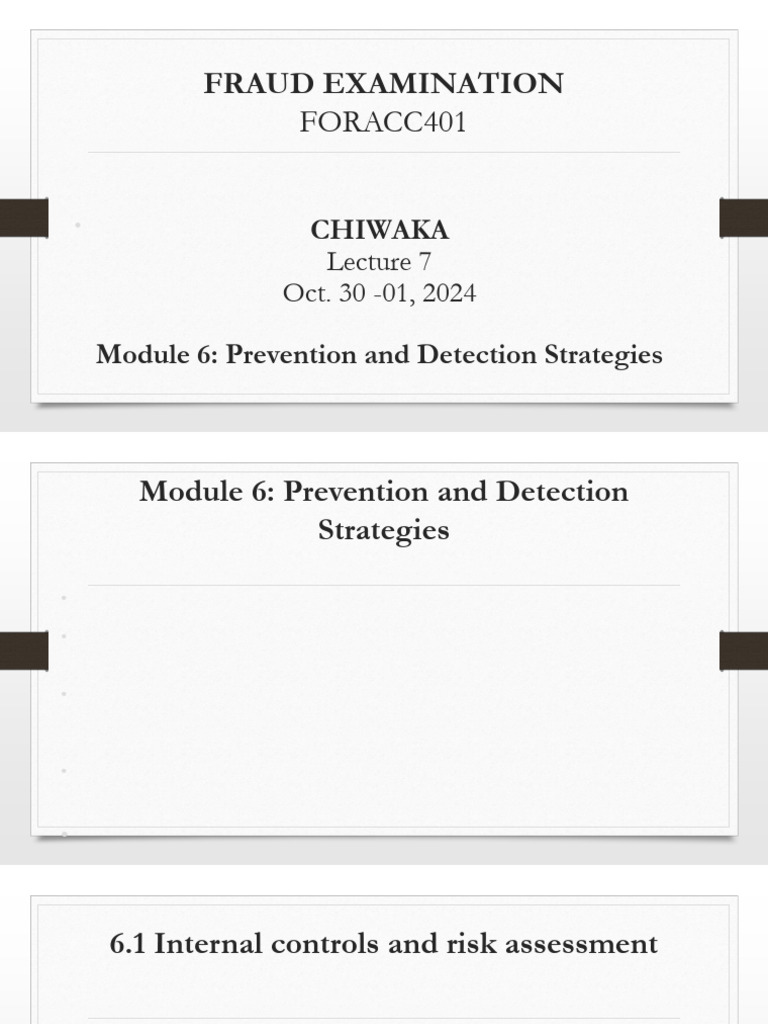 Fraud Examination Module 7 02 Nov 2024 | PDF | Internal Control | Risk