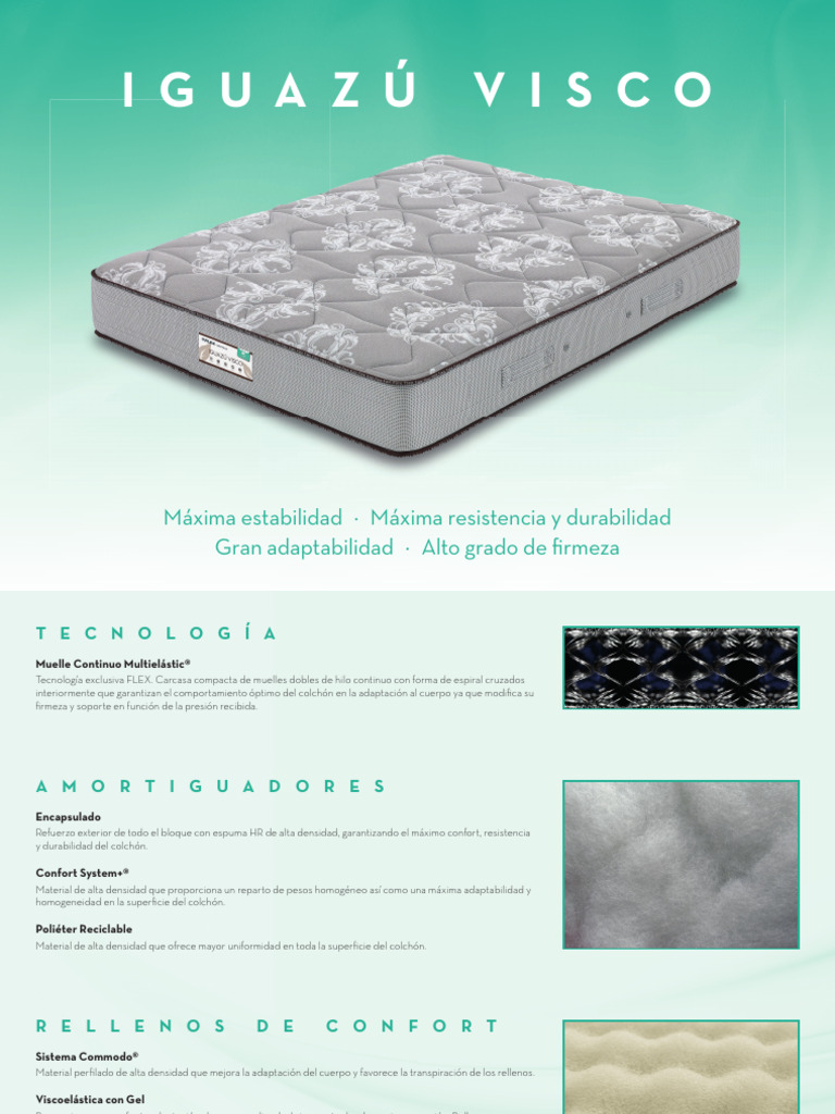 Ficha Tecnica Iguazu Visco | PDF | Colchón | Ingeniería de Edificación