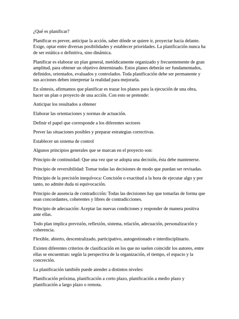 Qué Es Planificar | PDF | Planificación