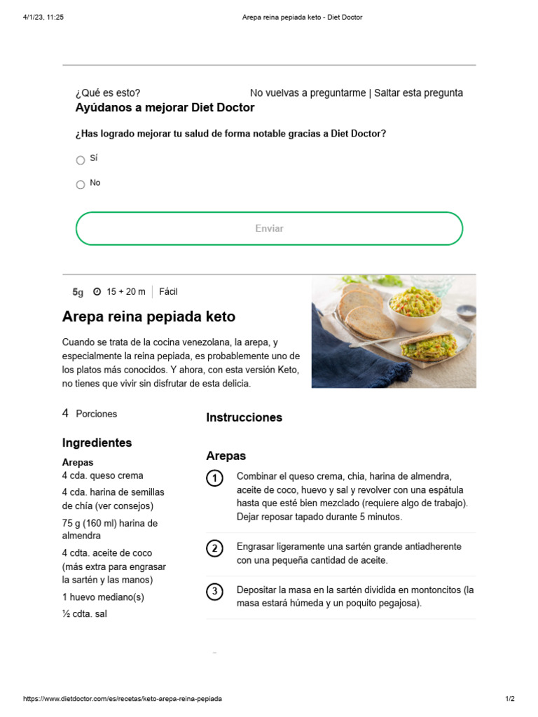 Arepa Reina Pepiada Keto Fácil | PDF | Cilantro | Cocinando
